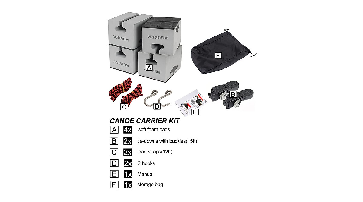 AQUARM Universal Canoe Carrier Kit Canoe Foam Block for Roof Soft ...