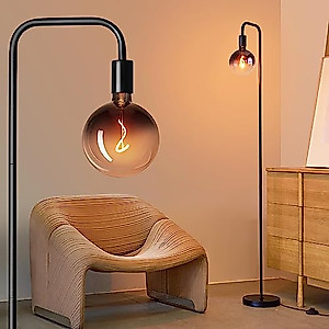 ONEWISH G150 Globe LED Bulb - Gradient Black Clear Glass Decorative Design, E26 LED Filament Bulb, Warm Lighting for Livingroom Kitchen Island, Café, Ceiling Hanging Light Fixture φ150mm(6")