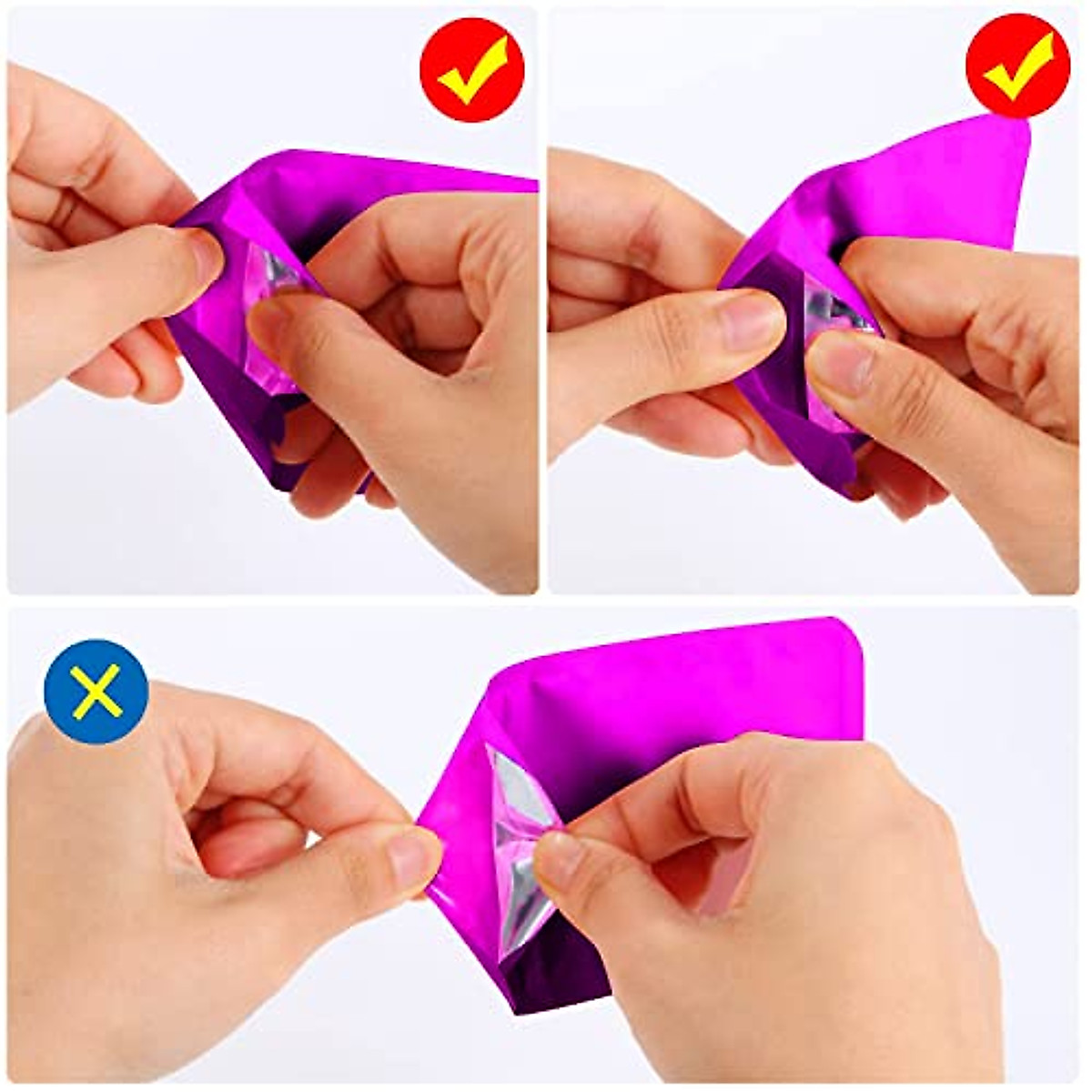 YHJZ 100 Pcs Resealable Mylar Bags, Smell Proof Bags for Packaging, Ziploc Pouch Bags for Food Storage Jewelry Electronics Storage (4x6, Purple)…