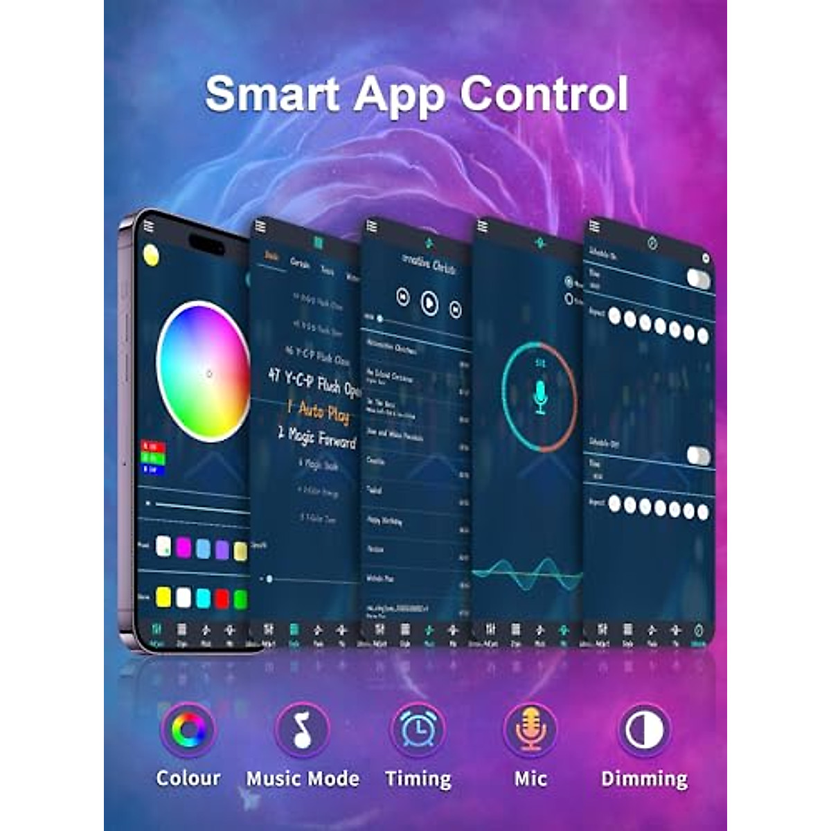 GIPOYENT LED Lights for TV, 16.4FT TV LED Backlight, for 45-75 Inch TV, Music Sync TV LED Light with Bluetooth Function - RGB Color Changing Light Strip for Bedroom (16.4ft)