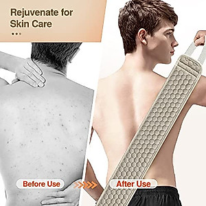 Suntee Exfoliating Back Scrubber & Exfoliating Sponge Pad Set for Shower, Bath Shower Scrubber for Men and Women, Luffa Scrubber to Deep Clean Relax Your Body (36.5'' Length 4.5'' Width)