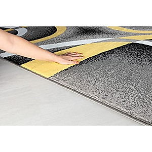 GLORY RUGS Area Rug 4x6 Yellow Door Mat Modern Swirls Carpet Bedroom Living Room Contemporary Dining Accent Sevilla Collection 4816