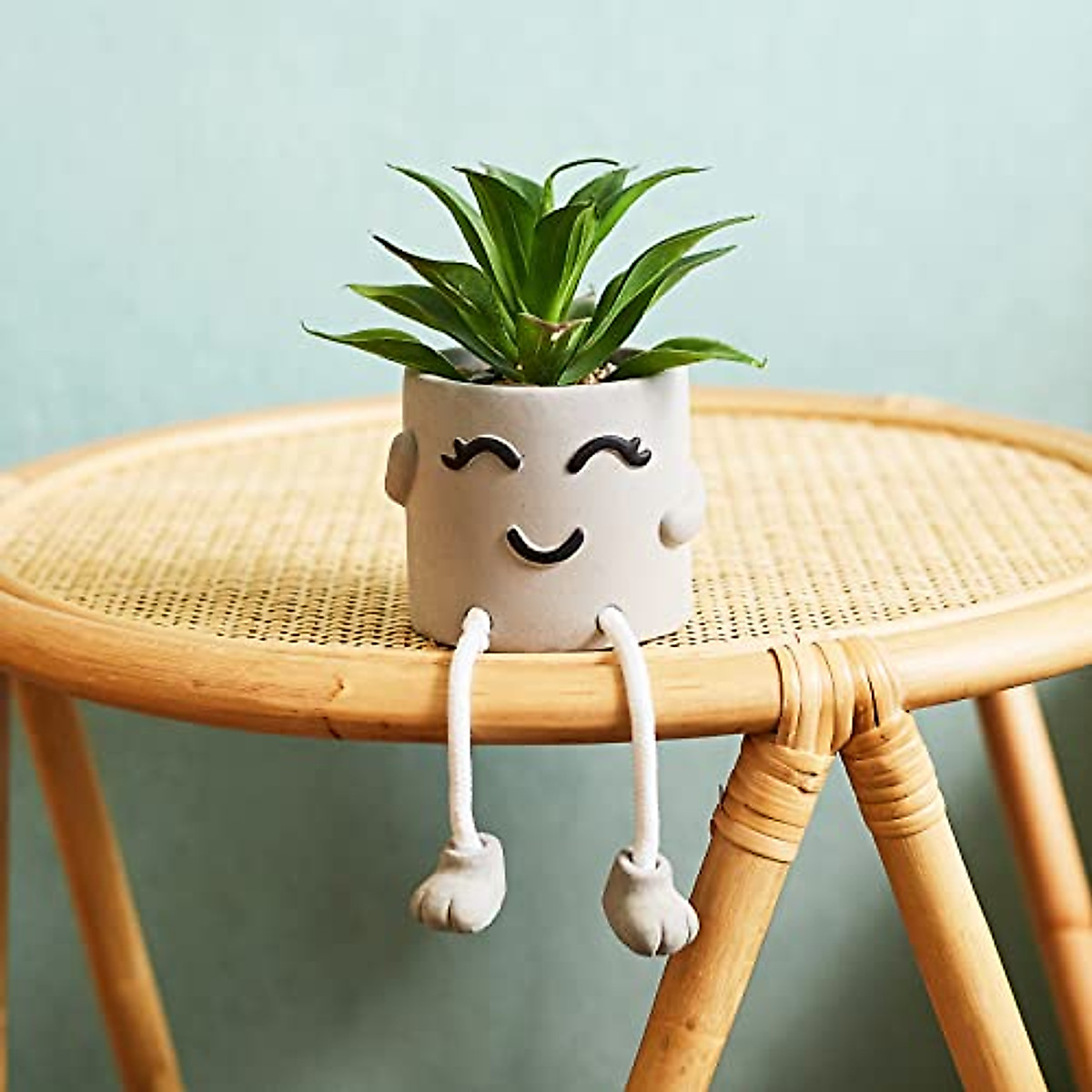 Artificial Potted Plants, Small Fake Plants in Pots Funny Desk Faux Succulents Plant with Cute Hanging Leg Artificial Plants for Home Decor Indoor for Office Decor, Bathroom, Bedroom, Shelves