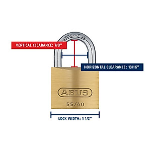 ABUS 55/40 Solid Brass Padlock with Hardened Steel Shackle, Keyed Different
