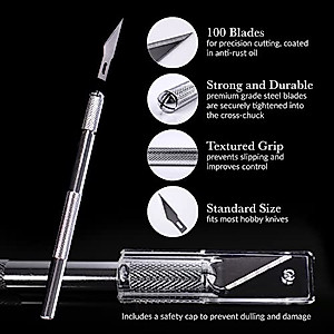 WA Portman Premium Hobby Knife Set & 100 Craft Knife Blades - 12 pc Precision Knife Set & 100 Precision Knife Blades - #11 Art Knife Blades - Craft Knife Set & 100 Craft Blades - Art Knives & Blades