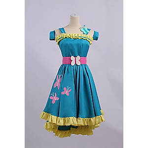 EChunchan Fluttershy Human Princess Dress Cosplay Costume Halloween Christmas New Year Party Costume (M, Female)