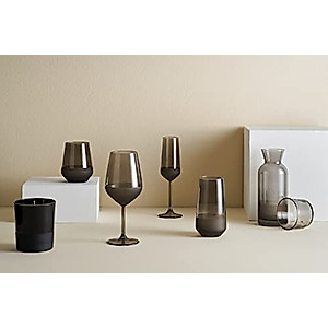 Rakle Bedside Water Carafe – 23.6oz Water Carafe and Glass – Black Colored Glass Water Pitcher for Nightstand, Bedroom, Bathroom – Glass Water Carafe/Mouthwash Container for Water, Lemonade, Juice