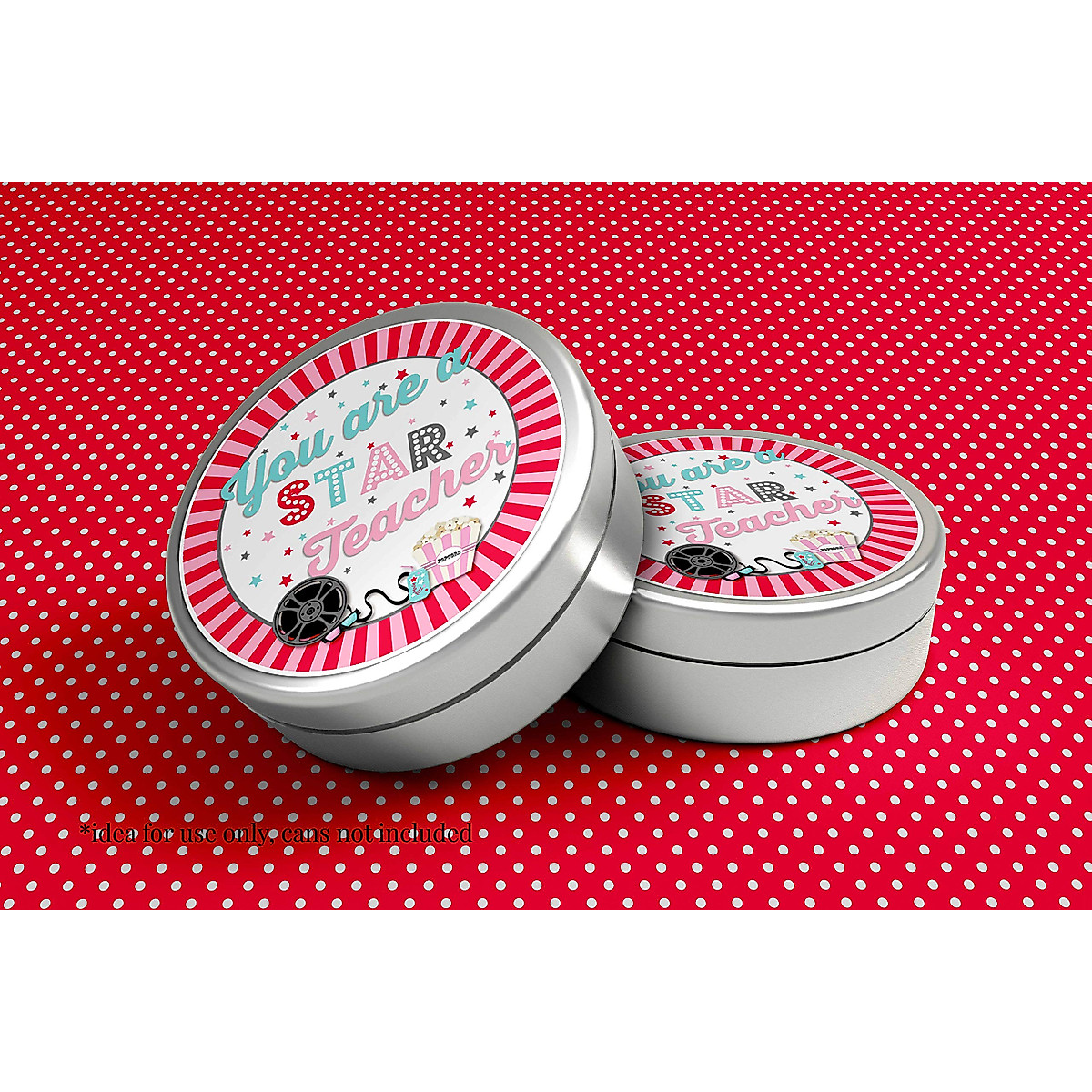 You’re A Star Movie Themed Teacher Appreciation Thank You Sticker Labels, 40 2" Party Circle Stickers by AmandaCreation, Great for Envelope Seals & Gift Bags