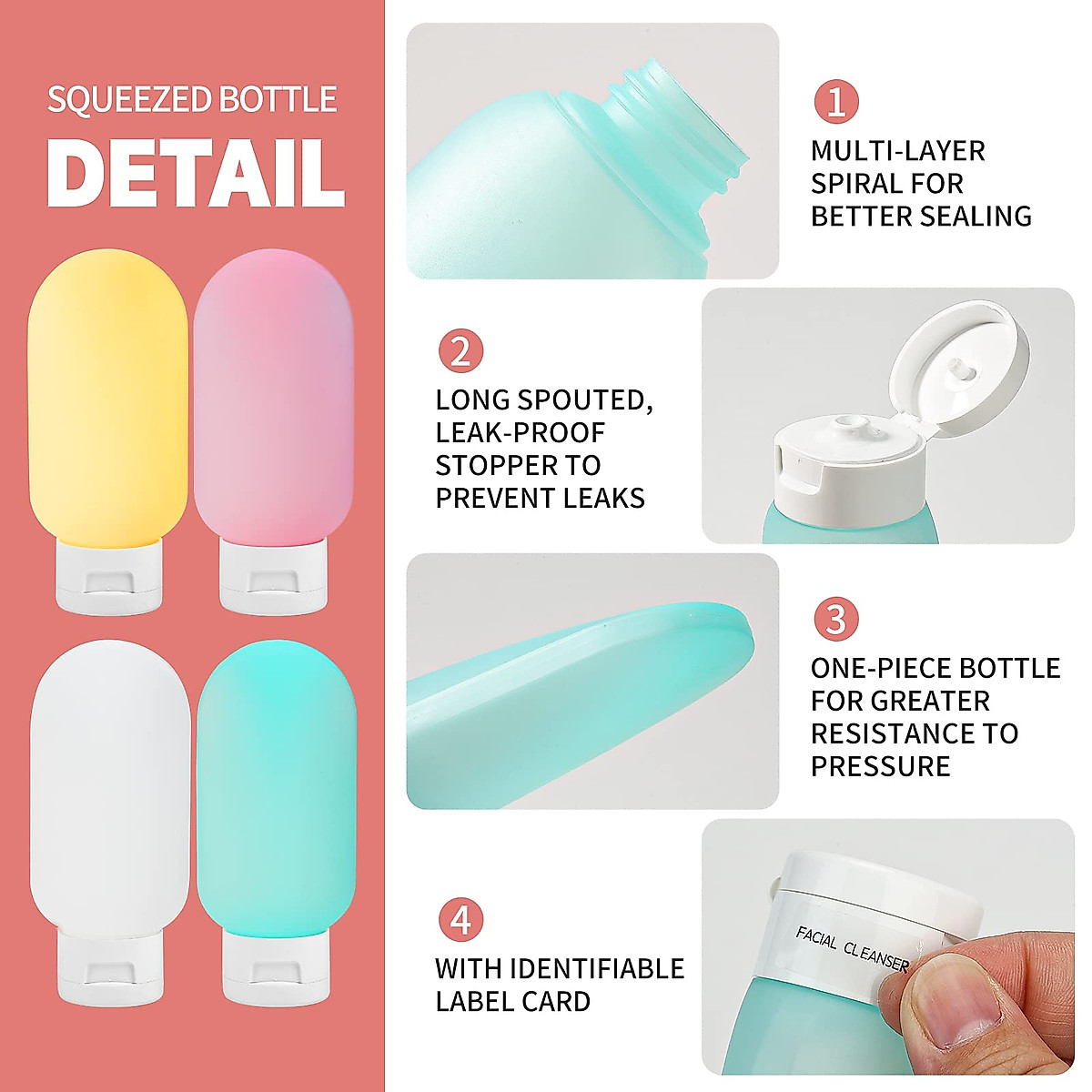 CCTIVED Travel Bottles for Toiletries, 23 Pack TSA Approved Silicone Travel Size Containers with Lable and Clear Bag, Leak Proof Refillable Travel Toiletry Bottle for Shampoo,Lotion,Conditioner