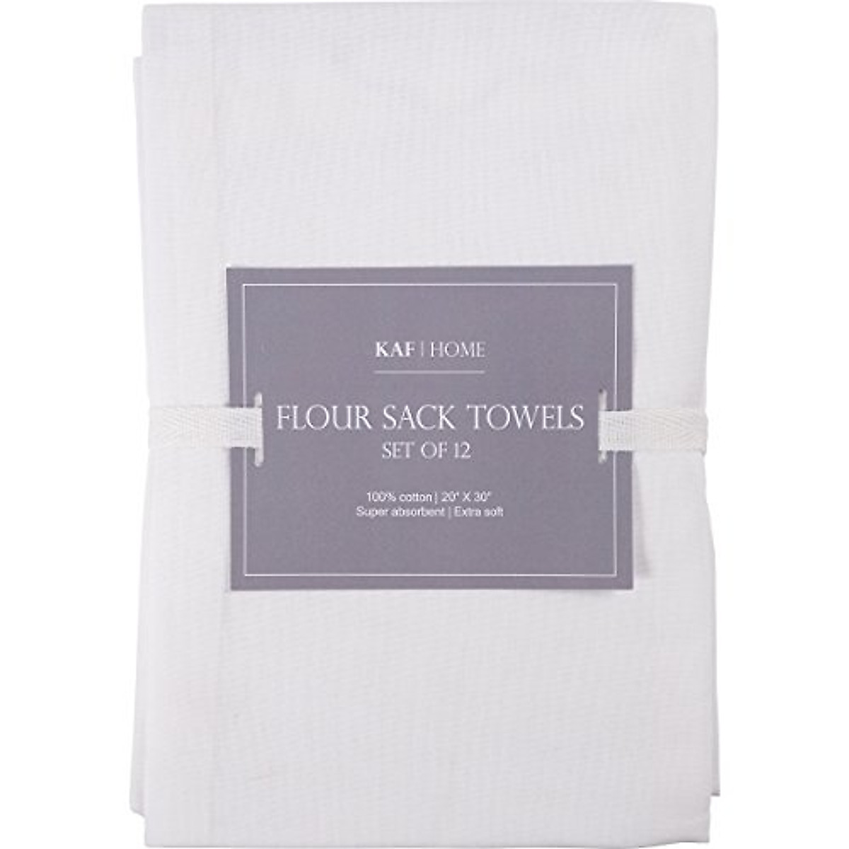 KAF Home Set of 12 White Flat Flour Sack Embroidery/Craft Kitchen Towels, 100-Percent Cotton, Lightweight, Thin, Absorbent, Extra Soft (20 x 30-Inches) (White)