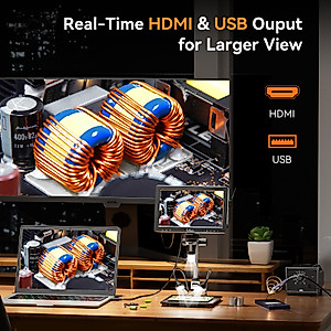 Elikliv EDM9 Max Digital Microscope: 10.1" 1500X 20MP HD IPS HDMI Coin Microscope Magnifier for Error Coins with Screen & Light, LCD Soldering Microscopes for Adults, PC/TV View, 64GB