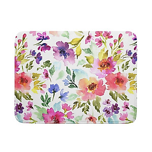 Floral Dish Drying Mats for Kitchen Counter Large Drying Mat for Dishes Microfiber Dish Rack Mat Kitchen Decor Spring Summer Flower Drainer Pad Washable Foldable Ultra Absorbent Dry Mat 18×24 Inch
