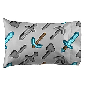 Jay Franco Minecraft Isometric Characters Twin Sheet Set - Super Soft and Cozy Kid’s Bedding - Fade Resistant Polyester Microfiber Sheets (Official Minecraft Product)