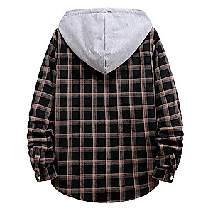 Mens Hoodies Pullover Men's Casual Plaid Flannel Jacket Lightweight Flannel Hoodie Long Sleeve Button Down Shirt Hoodies Coat Outfits p01