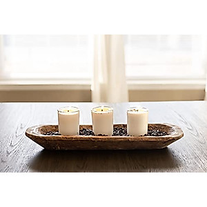 20" Wooden Dough Bowls - Wood Bowl Decor - Rustic Home Decoration Centerpiece - Long Decorative Wood Bread Baguette Tray - Handmade & Imported from Mexico - Medium (Natural Brown)