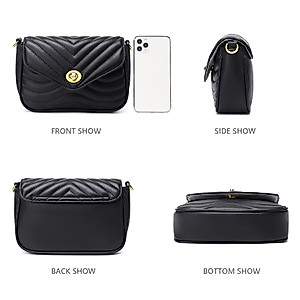 Black Purse Crossbody Bag with Coin Purse for Women Small Quilted Purses Shoulder bag for Women Lightweight Cross body Bags Trendy Purse and Handbags