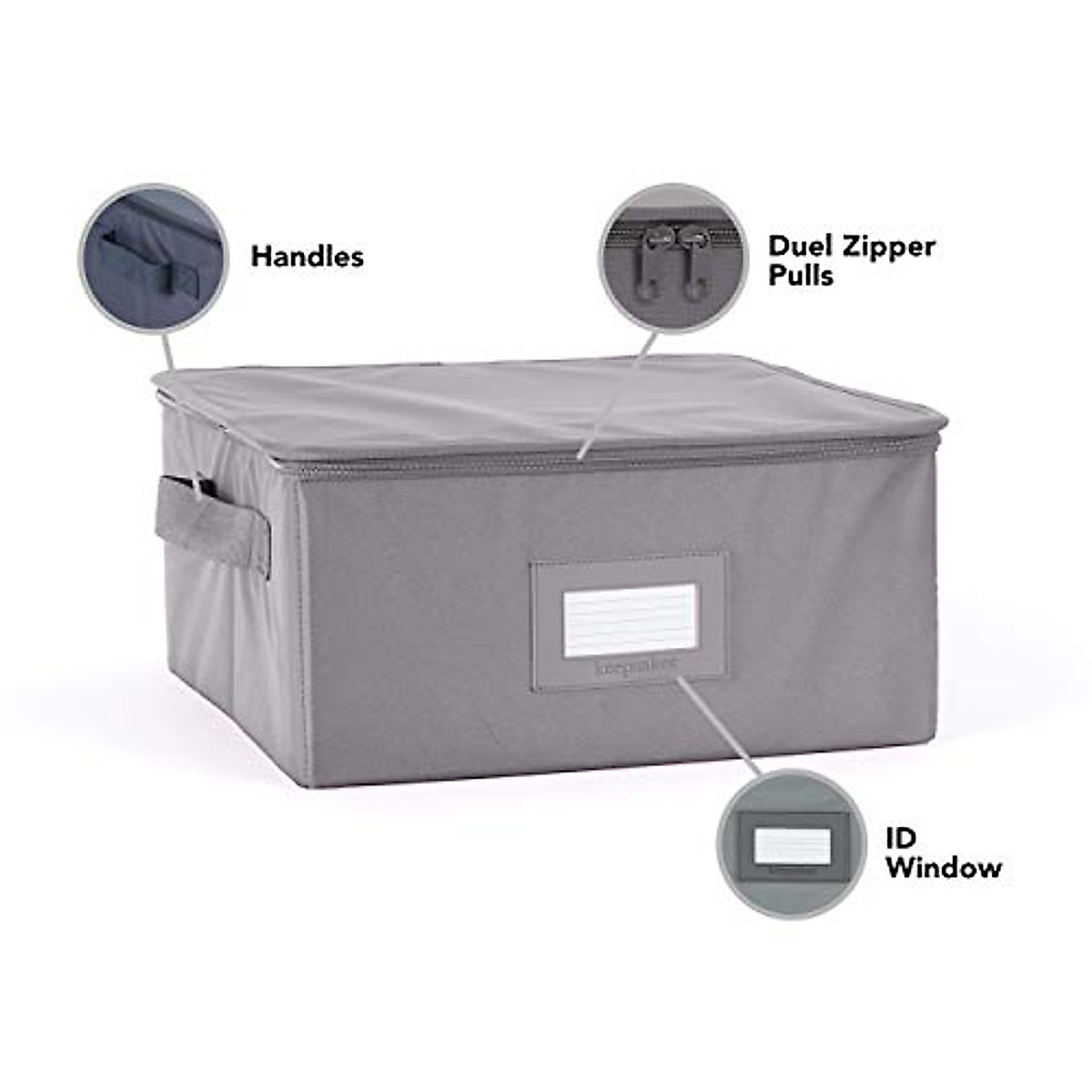 Covermates Keepsakes - Zip-Top Storage Box - Heavy Duty Polyester- Reinforced Handles - Stackable Design - Indoor Storage-Graphite