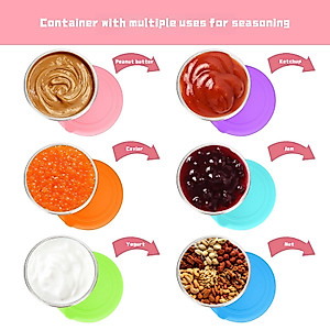 AiFunT 2.4 Oz Stainless Steel Condiment Containers With Lids, Reusable Leak Proof Dressing Containers With Lids, Sauce Containers For Lunch Box 6 Pcs