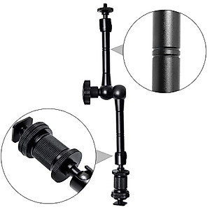 WANBY 11 Inch Articulating Friction Magic Arm Adjustable w/Hot Shoe Mount 1/4'' Tripod Screw for Camera Rig, LCD Monitor, LED Flash Lights (11'Arm)