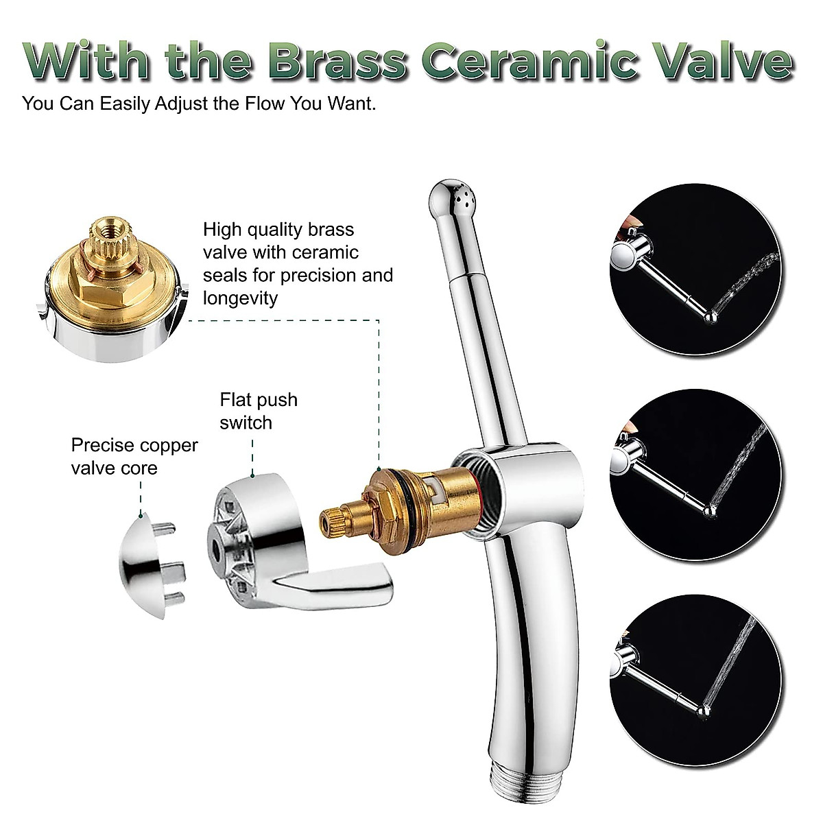 BARROCK Handheld Bidet Sprayer Combo Set for Toilet, Portable Bathroom Bidet Seat Attachment, 2 Way Installation Hang or Wall-Mount Shattaf Kit for Women with Brass T-Valve Explosion-Proof Hose Chrome