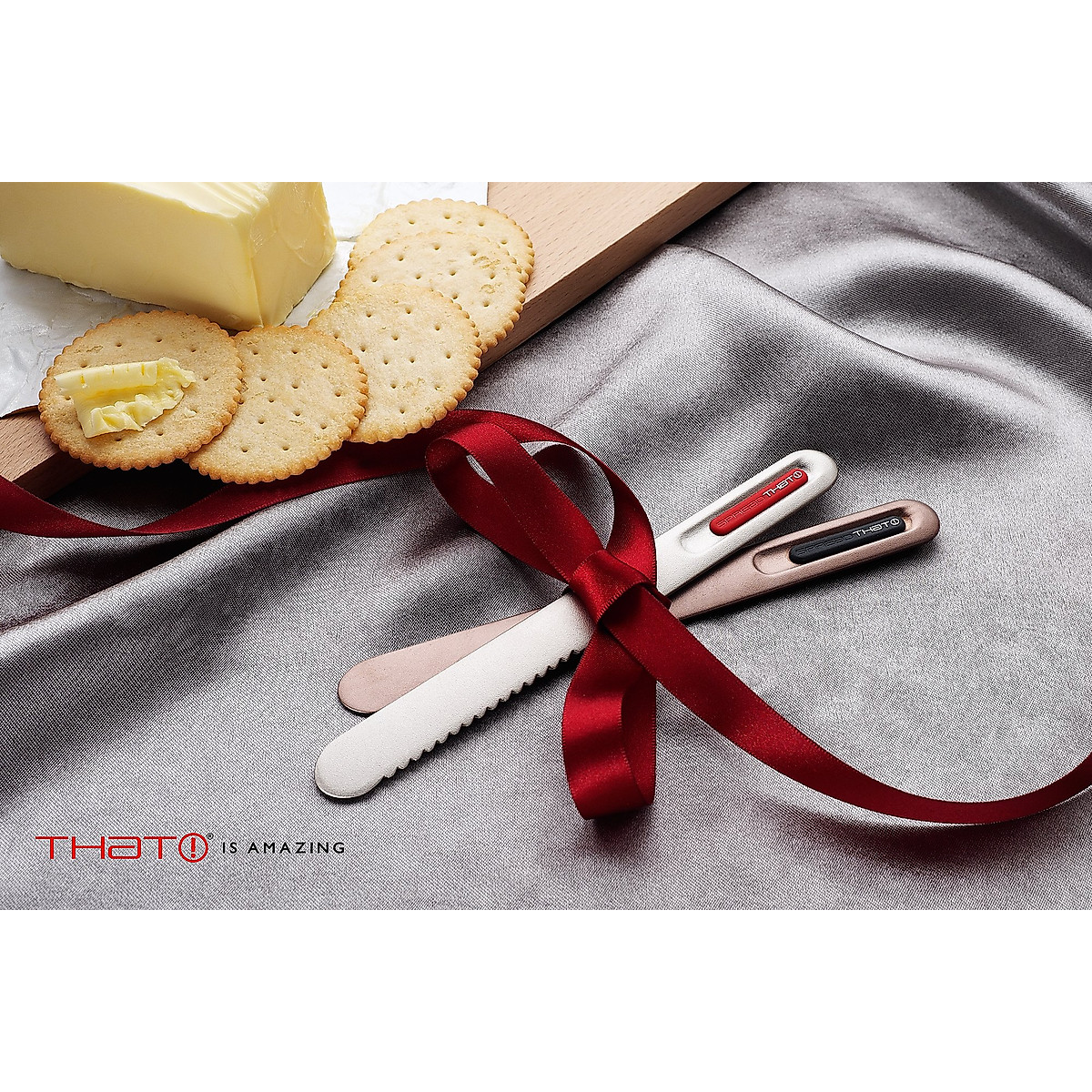 THAT! Spread That Serrated Warming Butter Knife, Copper, Black