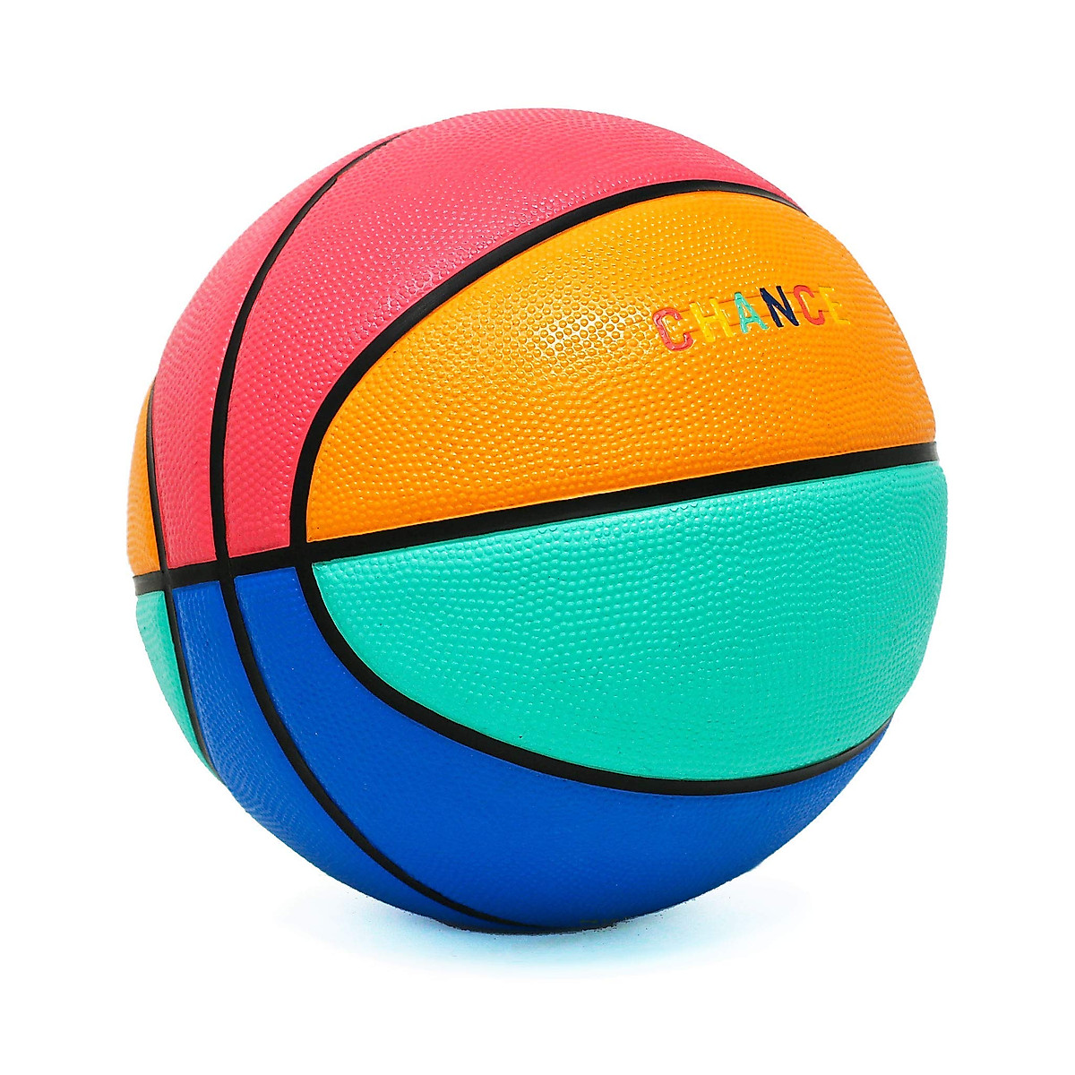 Chance Premium Rubber Outdoor/Indoor Basketball (7 Men's Official - 29.5", Juicy - Multi-Color) Standly The Ball Stand