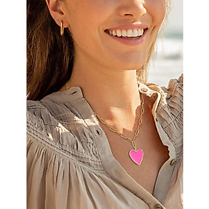 CILILI Preppy Necklace for Women, Forever Love Heart Enamel Pendant Paperclip Necklace 18K Gold Plated Jewelry Gifts