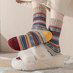 Loyaidn 5 Pairs Womens Wool Socks - Thick Soft Women's Socks, Winter Warm Boot Socks for Women Men, Fall Socks, Multicolored