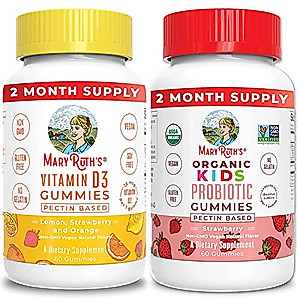 MaryRuth Organics Kids Vitamin D3 Gummies & Kids Probiotic USDA Organic Gummies Bundle | Bone Strength, Phosphorus and Calcium Absorption | Immune Support, Digestive & Gut Health Supplement for Kids
