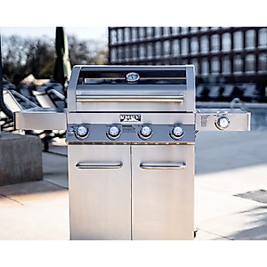 Monument Grills Larger Convertible 4-Burner Natural Gas Grill Stainless Steel Cabinet Style Propane Grills, LED Controls,Side Burner(Without Conversion Kit)