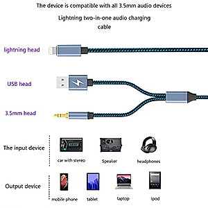 GobbaGoods Lightning to 3.5mm Aux Cord Audio Jack 2 in 1 Charging Audio Cable Works with Car Stereo Speaker Headphone Car Charger to 3.5mm Stereo Aux Cable Compatible with 13 Pro/12/11/X/8/7 3.3FT