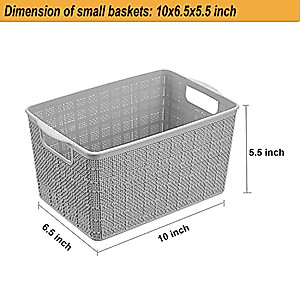 AYSUM 8 Pack Plastic Weave Basket, Plastic Baskets for Organizing, Plastic Storage Organizer Basket for Shelves, 10" x 6.5" x 5.5"