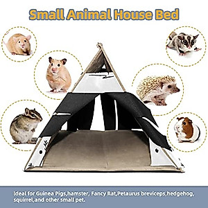 Y-DSIWX Guinea Pig House Bed, Rabbit Large Hideout, Small Animals Nest Hamster Cage Habitats Christmas Doodle