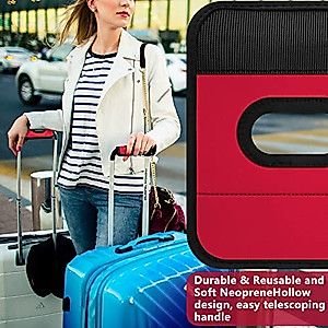 5 Pcs Neoprene Large Luggage Handle Wrap Handle Grip Luggage Tags Identifier Hollow Design for Push-Button, Bright Luggage Markers for Airport Travel Luggage Suitcase Trolley Case(Red, 5.5x7Inch)