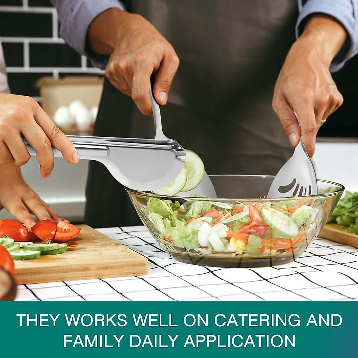 Teivio Stainless Steel Serving Utensils Set, Include Large Set of 18 Pieces - Serving Spoons, Slotted Spoons and Serving Tongs, for Catering/Buffet/Chafing Dish (Silver)