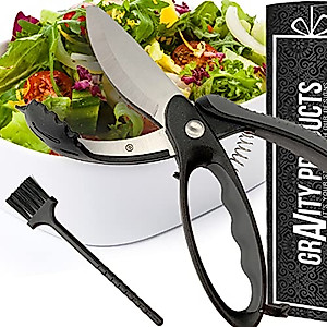 Toss and Chop Salad Tongs, Salad Chopper, Heavy Duty Kitchen Salad Scissors, Multifunction Double Blade Salad Cutting Tool (Black Salad scissor)