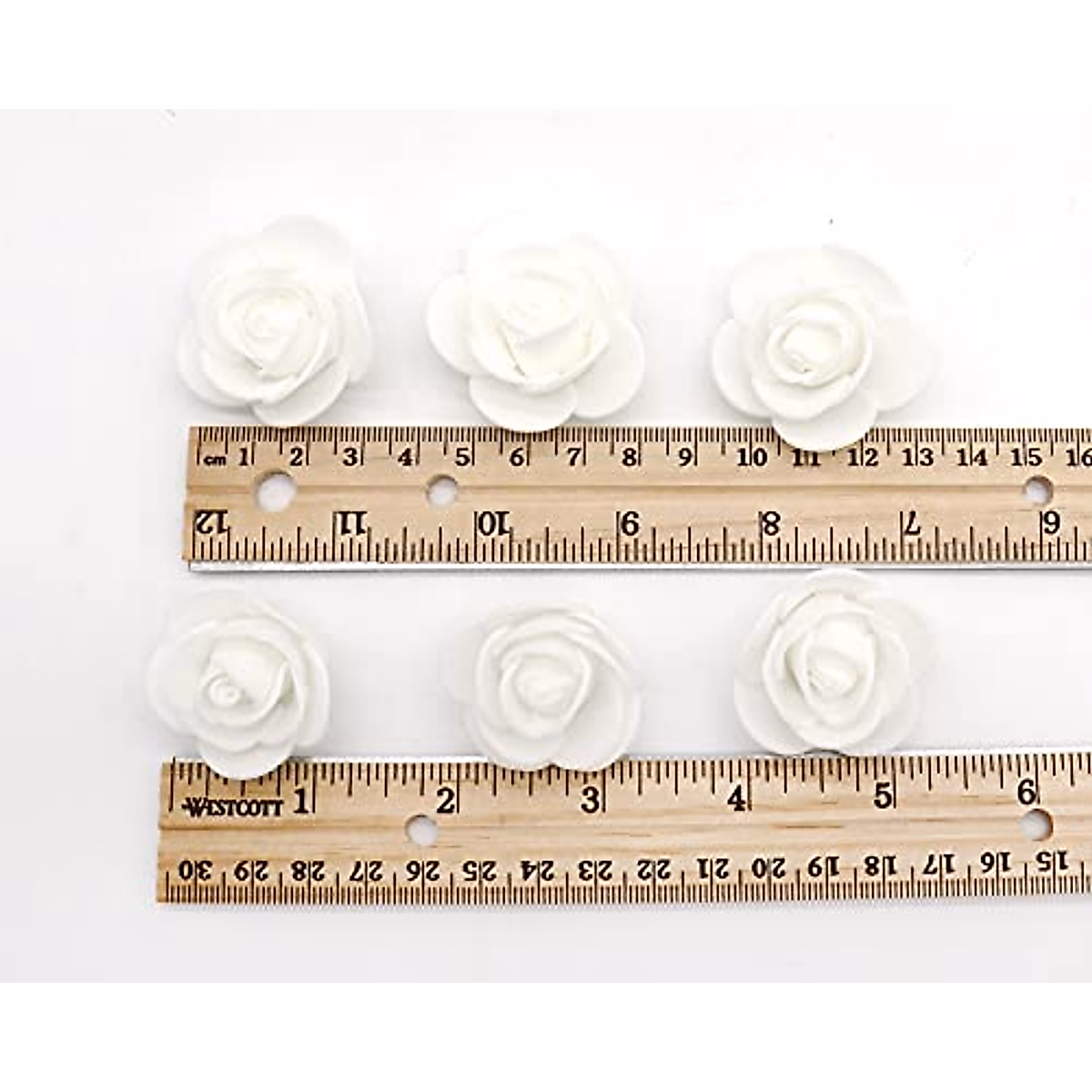 D-Seven Artificial Flowers 100PCS 3CM Mini Fake Roses for DIY Wedding Bouquets Centerpieces Party Baby Shower Scrapbooking Gift Box DIY Crafts Wreath (White)