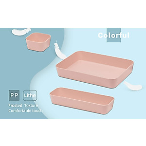 Backerysupply Set Of 12 Pink Color Plastic Desk Drawer Organizers For Makeup Bathroom Office Kitchen Vanity Drawer Storage Box Container