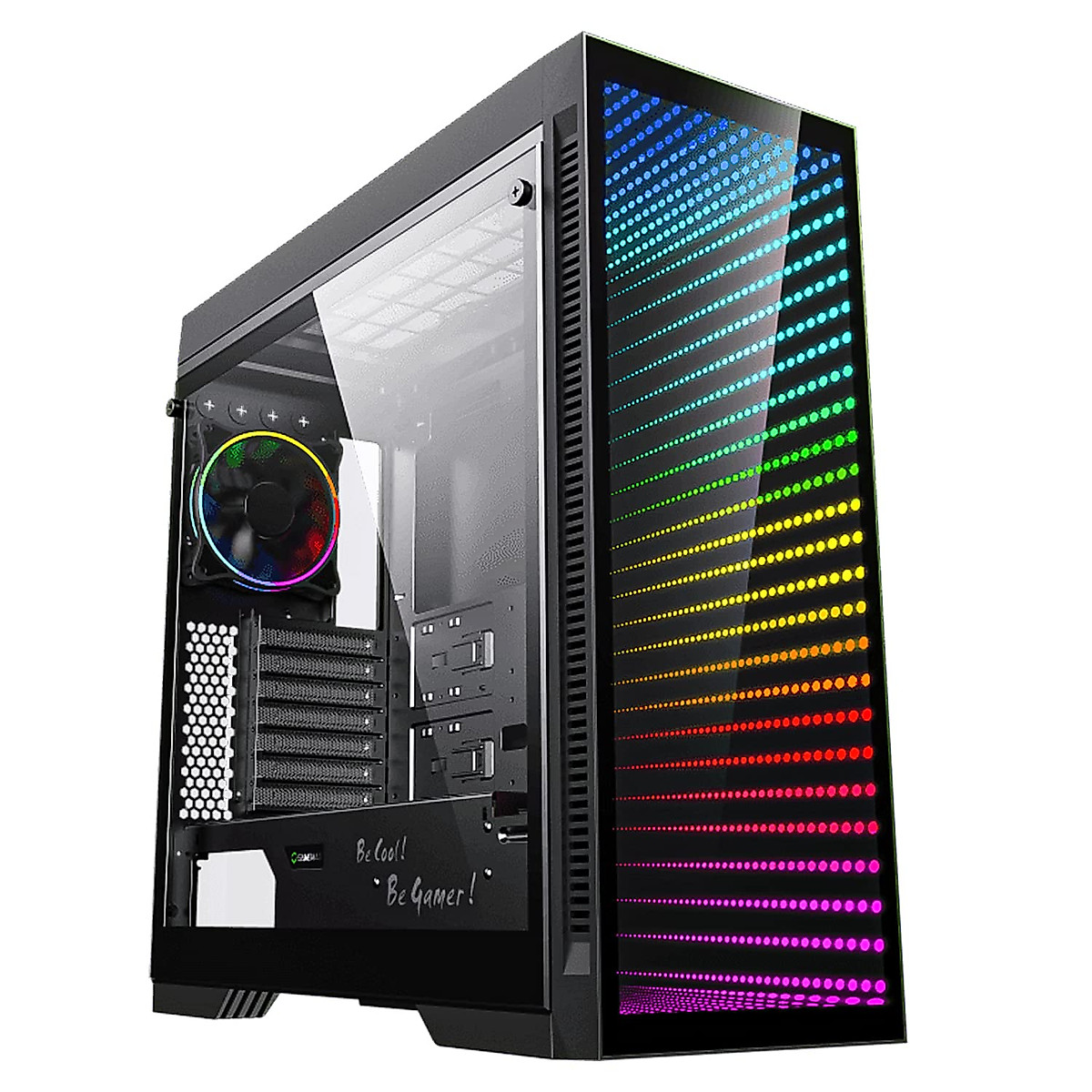 Gaming Case Full Tower, with Tempered Glass Side Panel & ARGB LED Mirror, Supports 7x120mm Fans, GAMEMAX Abyss-TR