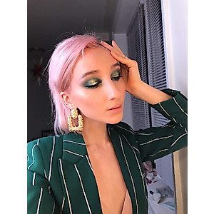 ATIMIGO Statement Drop Earrings Large Metal Geometric Dangle Earrings Silver/Gold for Women-4 Pairs