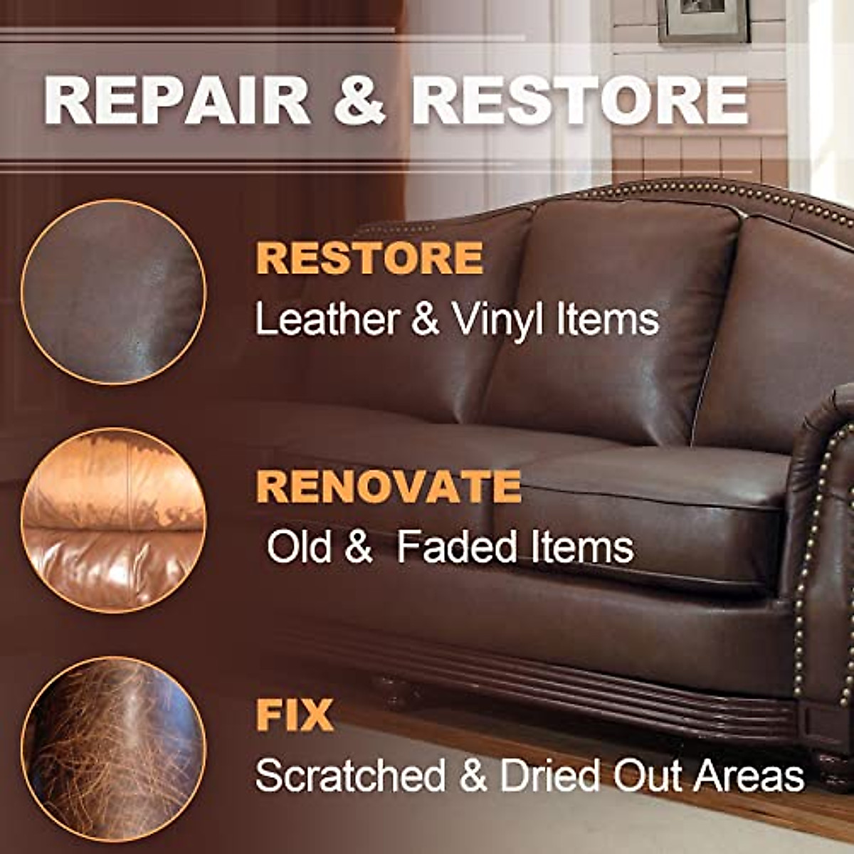 STARTSO WORLD Leather Recoloring Balm with Mink Oil Leather Conditioner, Leather Repair Kit for Couches, Dark Brown Leather Dye for Furniture, Car Seat, Sofa, Shoes, Vinyl