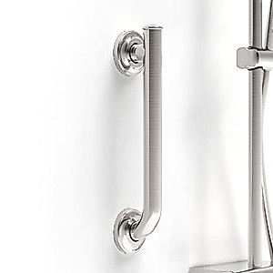 SAFETY+BEAUTY 1-1/4 x 12inch ADA Stainless Steel Bath Safety Grab Bar for Shower, Asymmetrical Design, 500lbs Support, Brushed Nickel