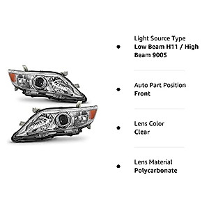 ACANII - For Replacement US Built Model 2010-2011 Toyota Camry Projector Headlights Headlamps Driver + Passenger Side