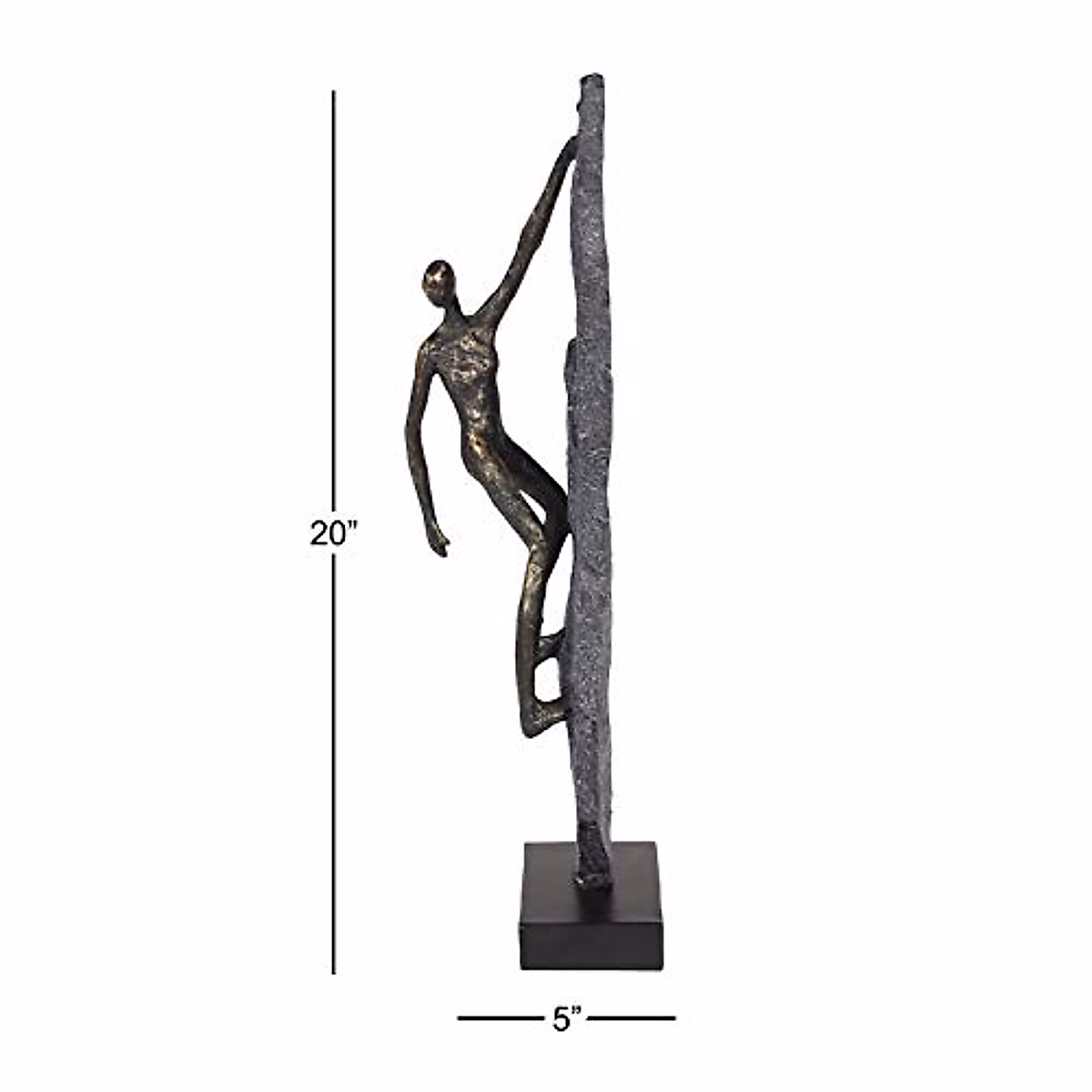 Deco 79 Polystone People Decorative Sculpture Climbing Home Decor Statue, Accent Figurine 6" x 5" x 19", Bronze