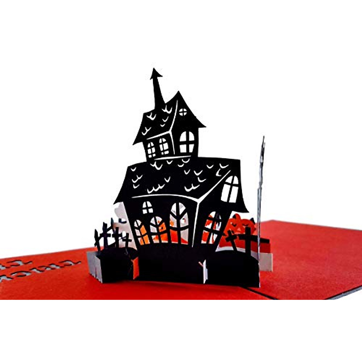 iGifts And Cards Trick or Treat Halloween 3D Pop Up Greeting Card - Cute Jack-O-Lantern, Pumpkin, Happy Birthday Gift, Haunted Mansion Hitchhiking Ghosts, Spooky Witch, Scary Owl, Chilling Cementery