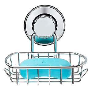 SANNO Suction Cups Shower Caddy Suction Soap Holder, Shower Organizer with Soap Holder Wall Mounted Stainless Steel Rustproof Shower Basket