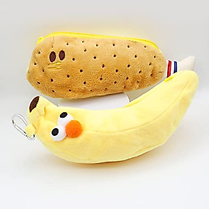 Aufruh Plush Pencil Bag Cute Drumstick Stuffed Pencil Case Cartoon Stationary Pencil Pouch Accessory Soft Cosmetic Pen Bag for Girls Boys School Office