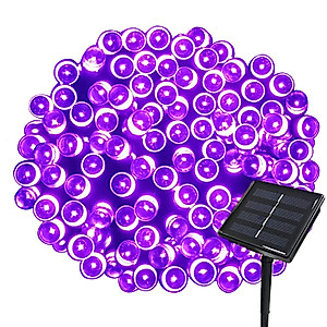 REICUA, Solar Garden Lights, Outdoor String Lights, Waterproof 72ft 22m 200 LED 8 Twinkling Modes, Decorative Lighting Fairy Lights for Home, Gazebo, Patio, Lawn, Wedding Ornament (Purple)