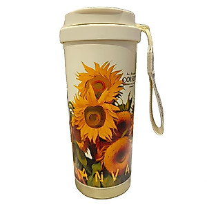 18 oz Coffee Travel Mug with Straw & Flip Lid, Sunflower Tumbler Cup, Double Wall Stainless Steel Vacuum Insulated Tumbler Cup