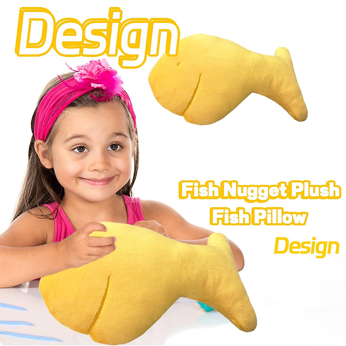 Isaacalyx Fish Chicken Nugget Plush, 13 inch Funny Gifts Gold Soft Fish Chicken Nuggets Pillow for Birthday Gifts, Theme Party Decorations (Fish)